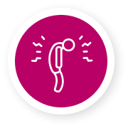 Icon of slumped over body, illustrating exhaustion